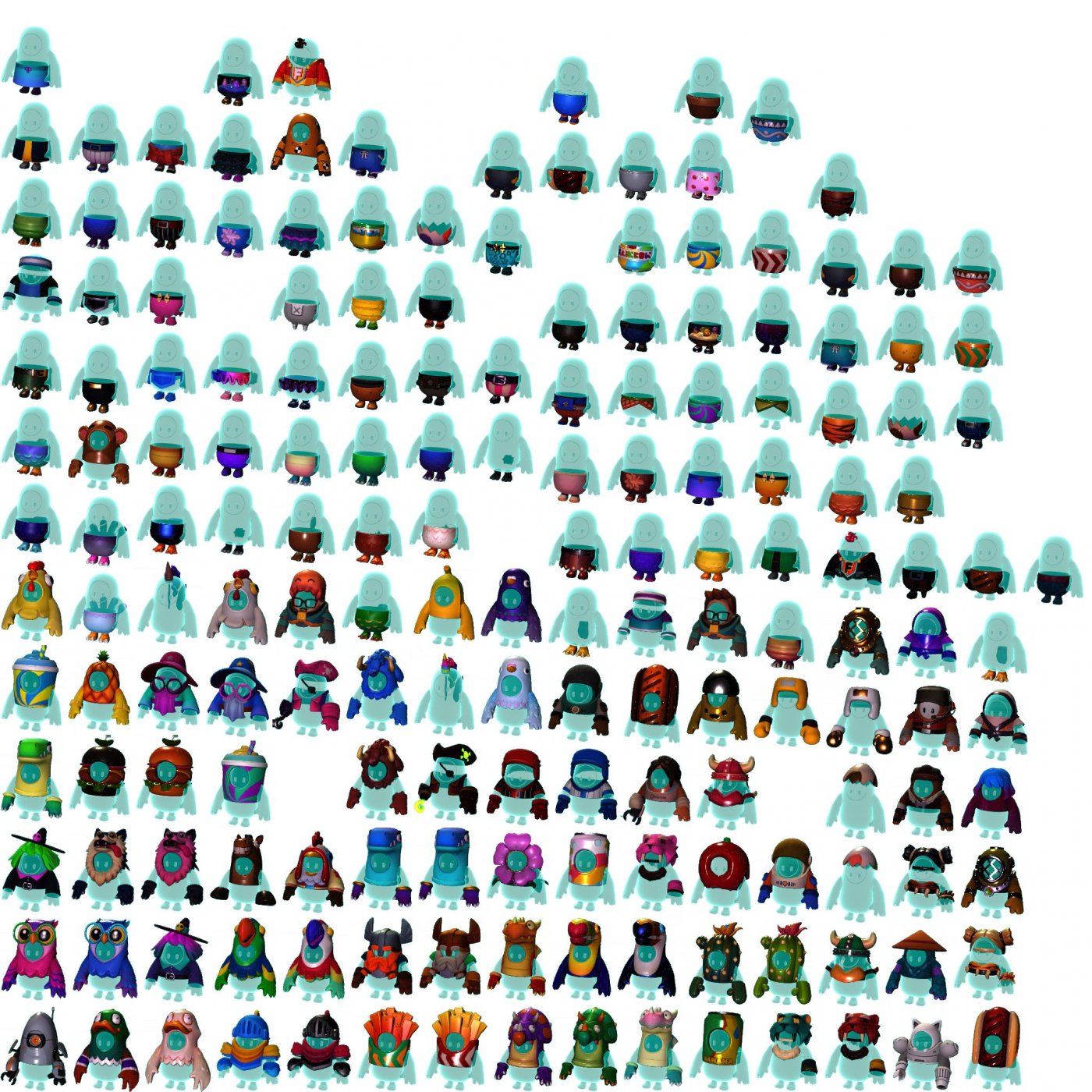 Fall Guys, tutte le skin presenti nel gioco in una sola immagine ...