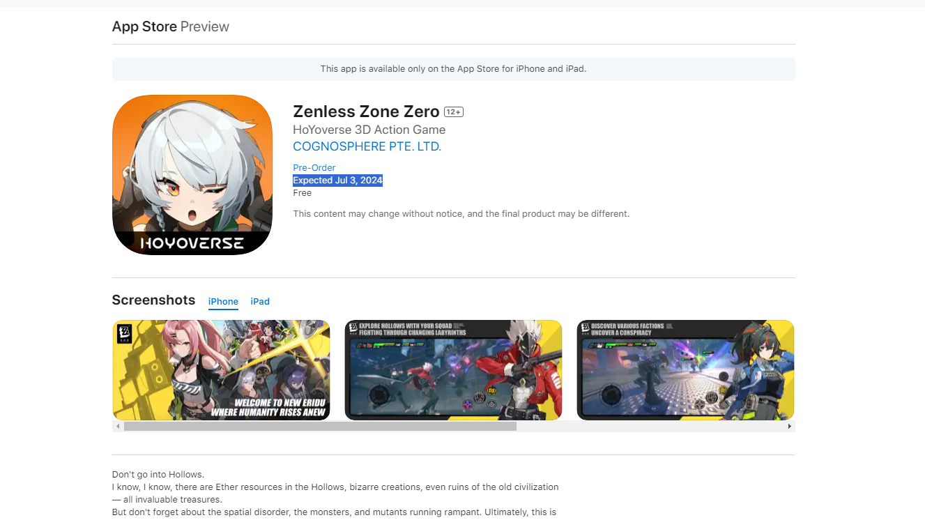 Zenless Zone Zero: la data di uscita forse è stata svelata dall'App Store per errore ...